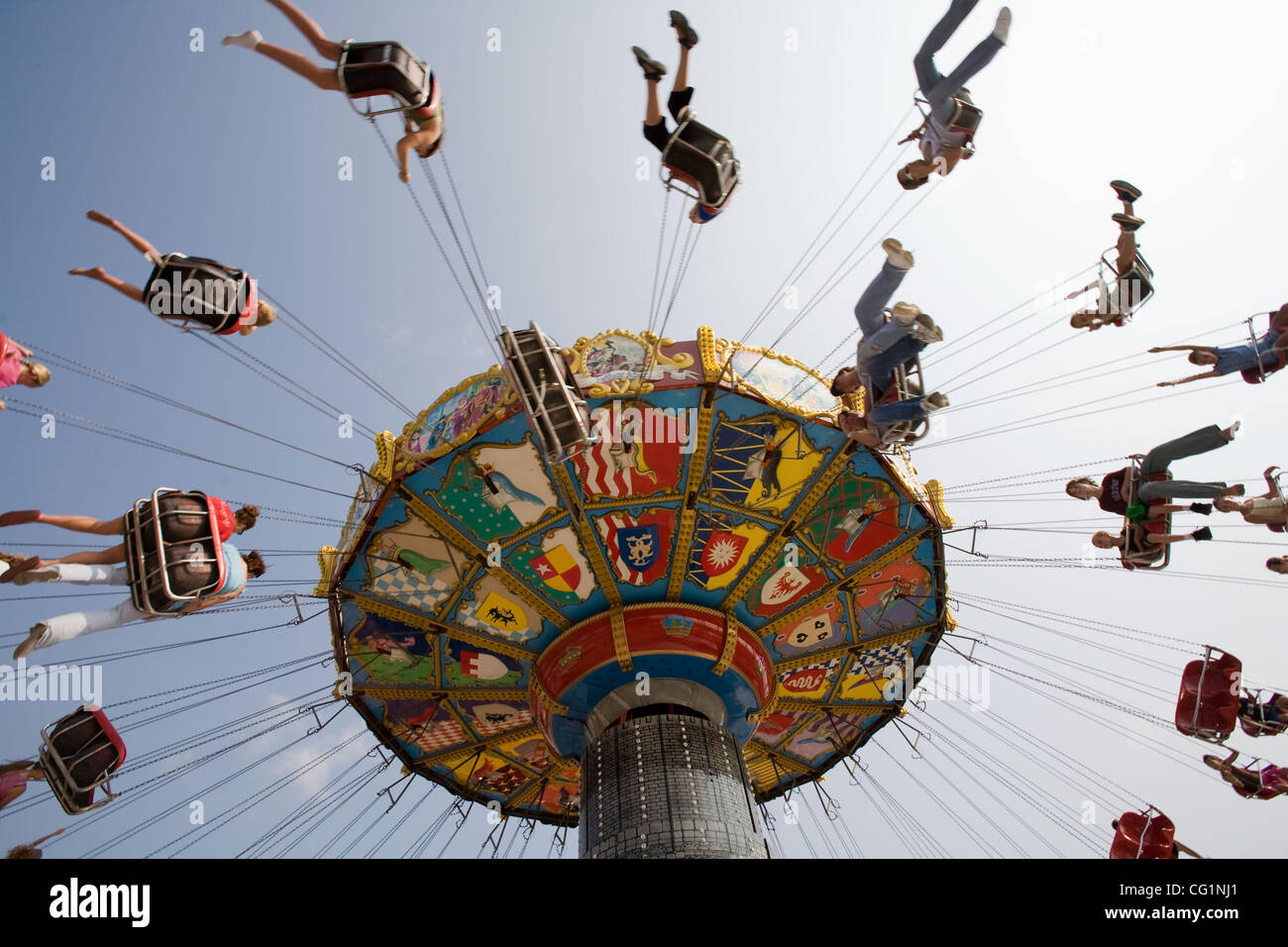 Aug 24, 2007 - Des Moines, IA, USA - A carnival ride turns at the Iowa ...