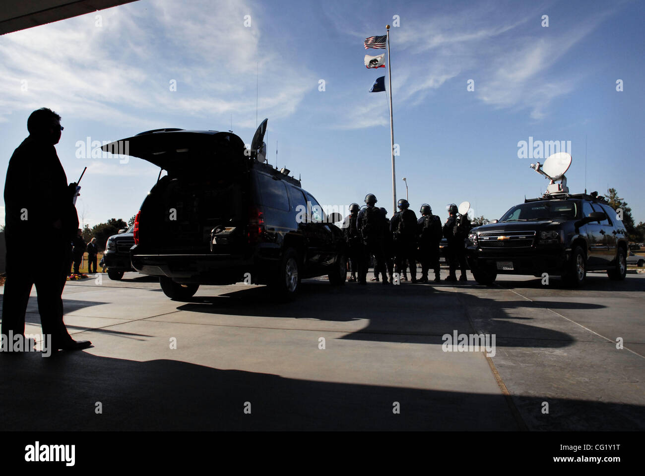 California Highway Patrol officials, including Ed Lee, right, an ...