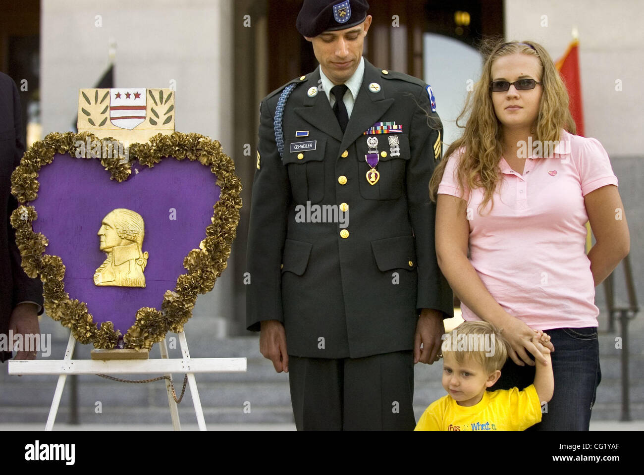 JUMP LEDE - Spec. Jonathan Gehweiler of Roseville stands as the man of ...