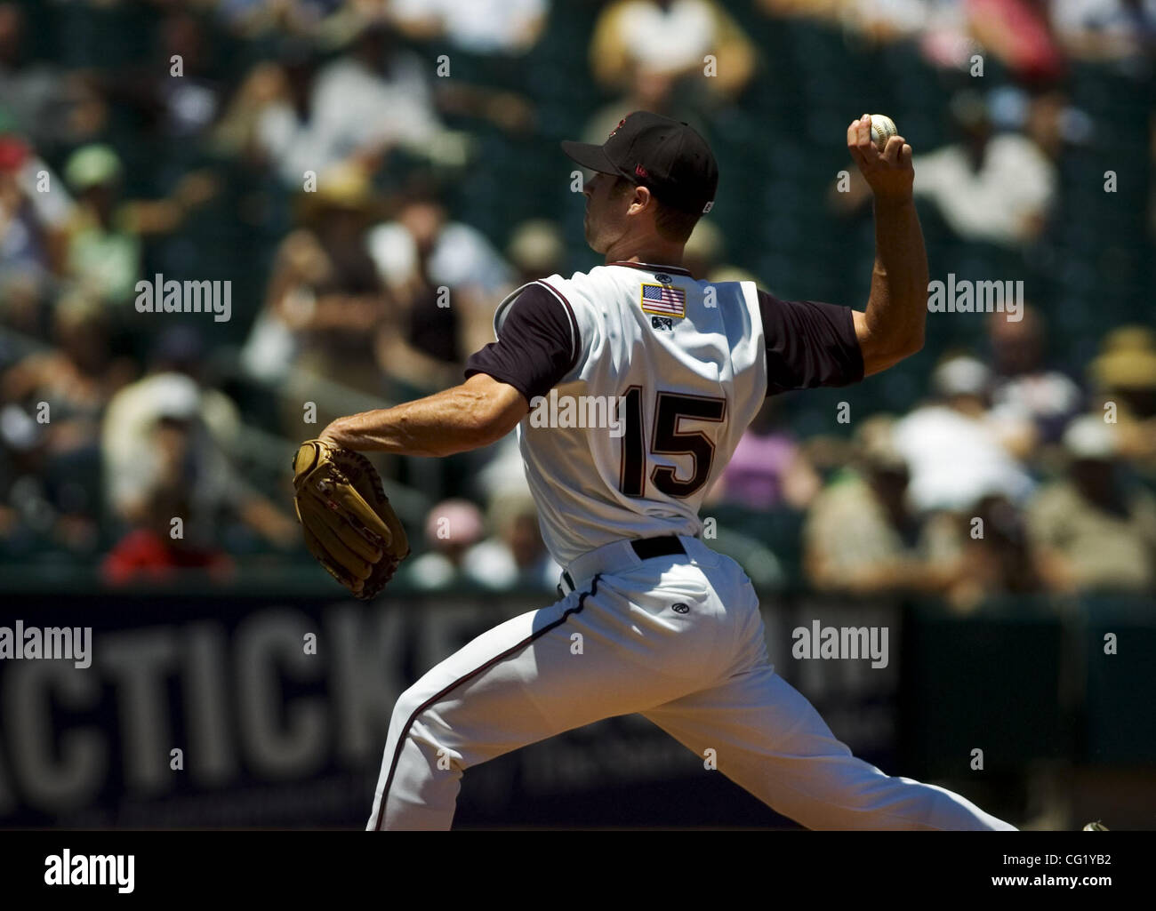 A's right-hand pitcher and former Rivercat, Rich Harden, pitches in the ...