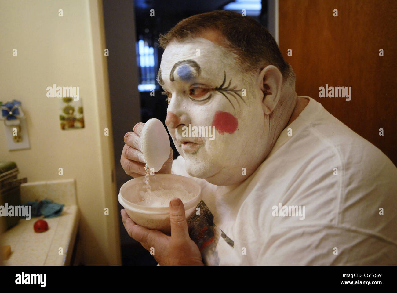 SECOND - Tim Strauch makes his transformation into "Timo" the clown in ...
