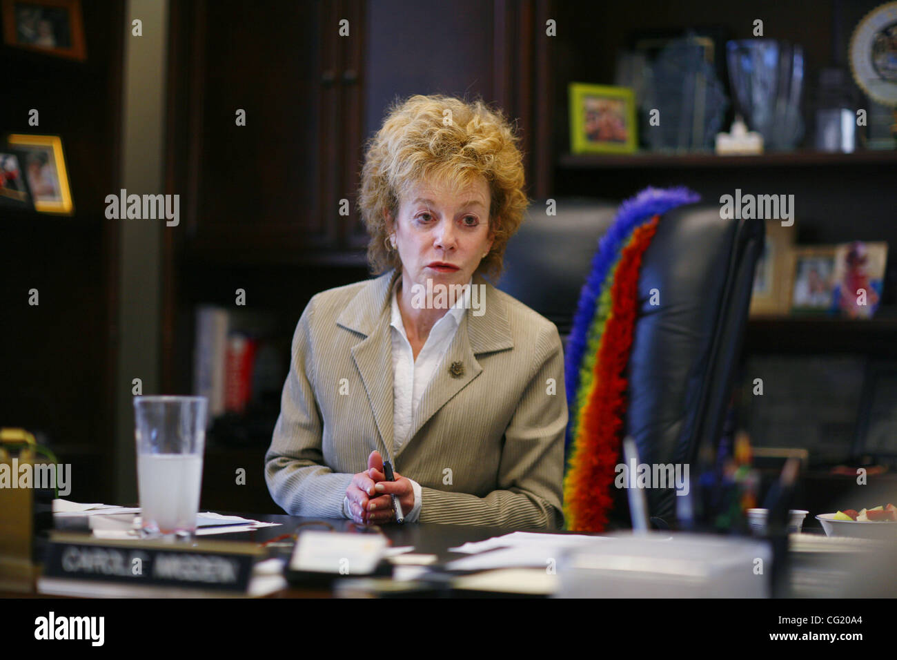 Carole Migden in her office at the state capitol during an interview ...