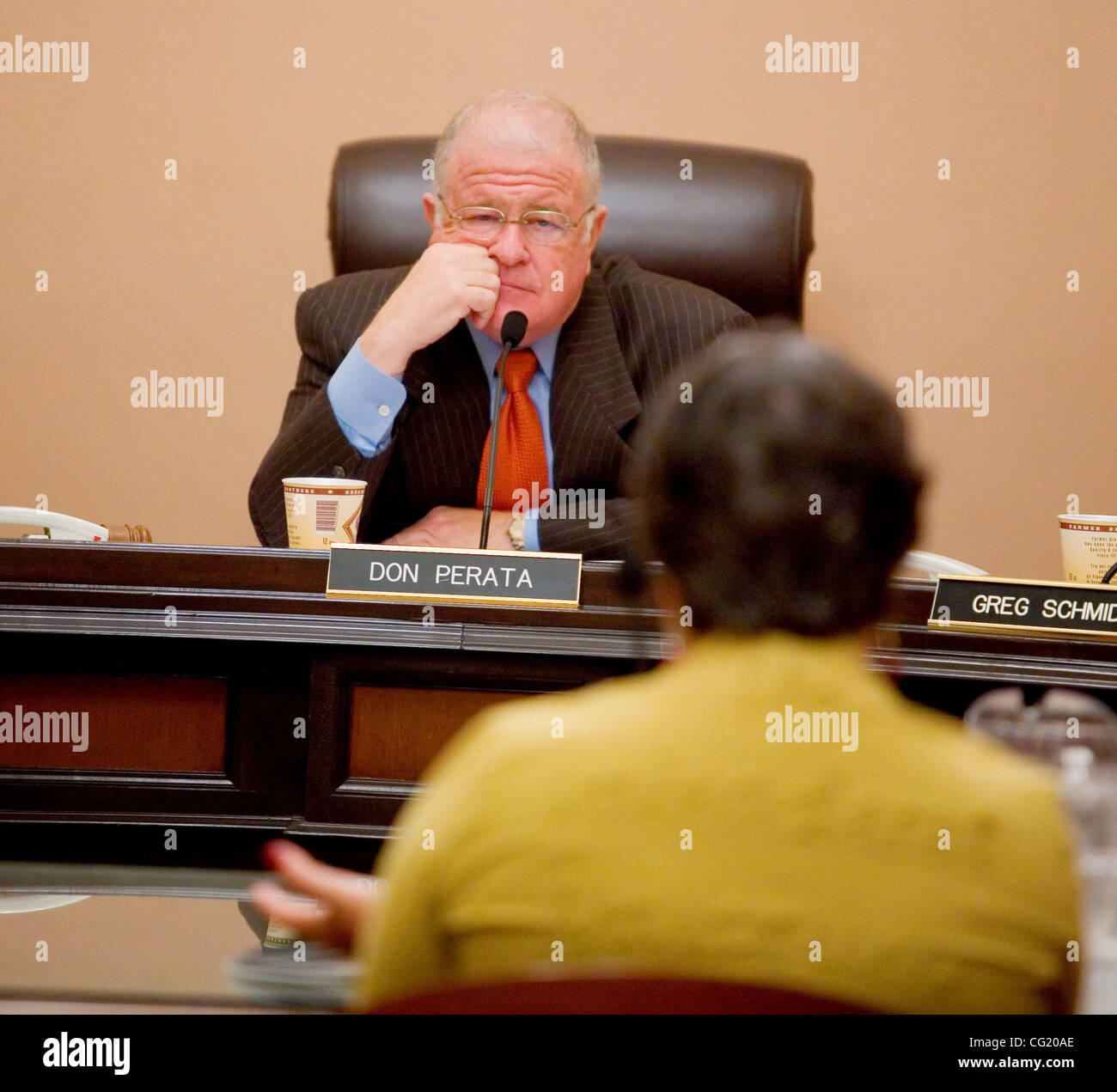 President Pro-Tem, Don Perata, D-Oakland listens to Mary Nichols, the ...