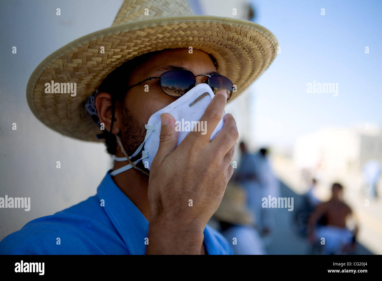 JUMP inmate Reggie Lee Reed, wears a mask to protect his lungs from ...