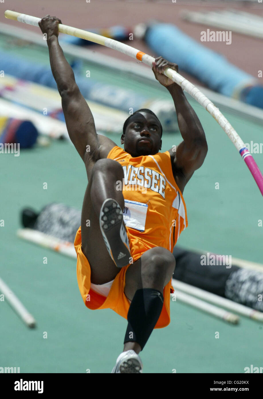 Jangy Addy from Tennessee goes up in the mens Decathlon Pole Vault ...