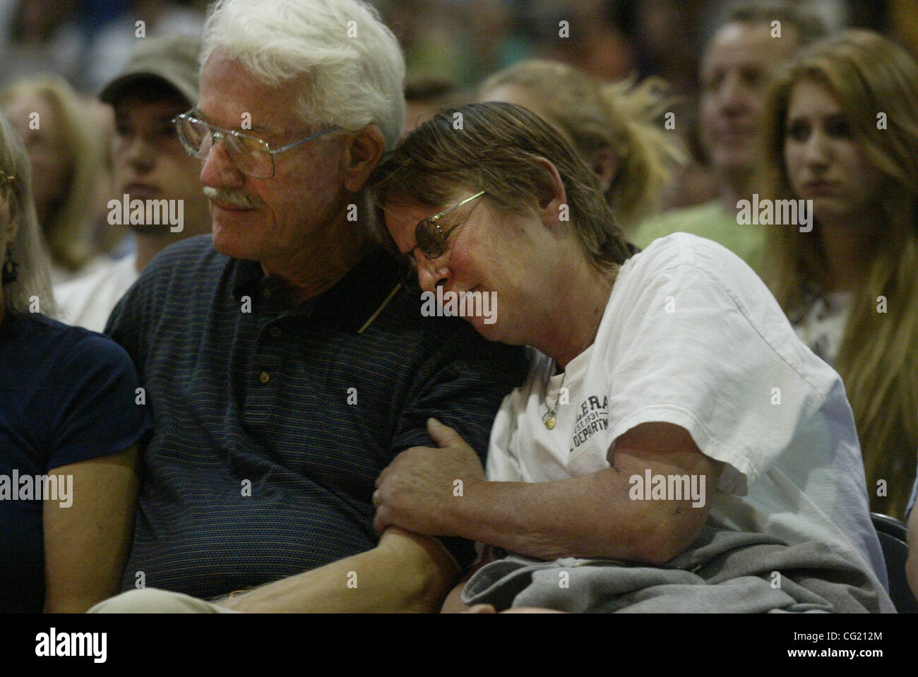 Francine Tanner holds on to her friend and neighbor Al Springer. Al ...