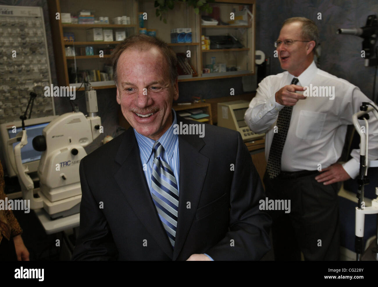 (left) Rick Corbett, chief executive of Superior Vision jokes around ...