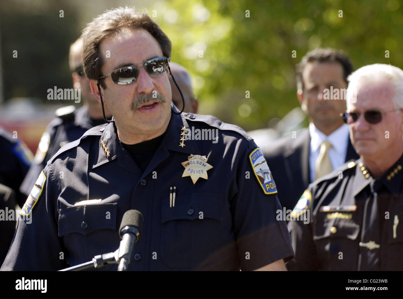 Folsom Police Chief Sam Spiegel speaks during a press conference in ...