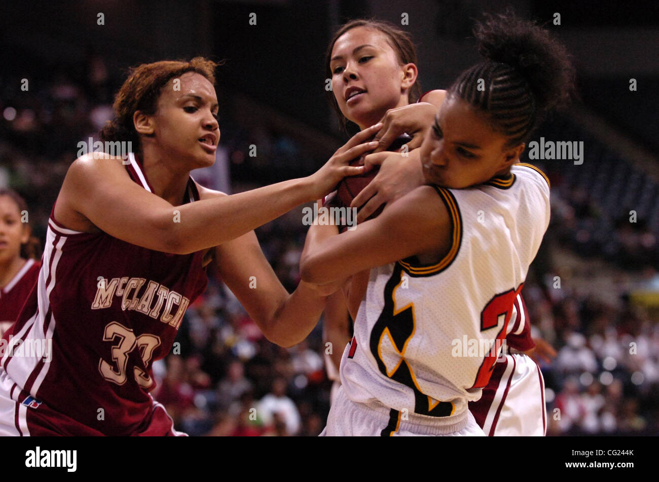Ciera Foster, #33, of, McClatchy High School, and teammate Lynn ...
