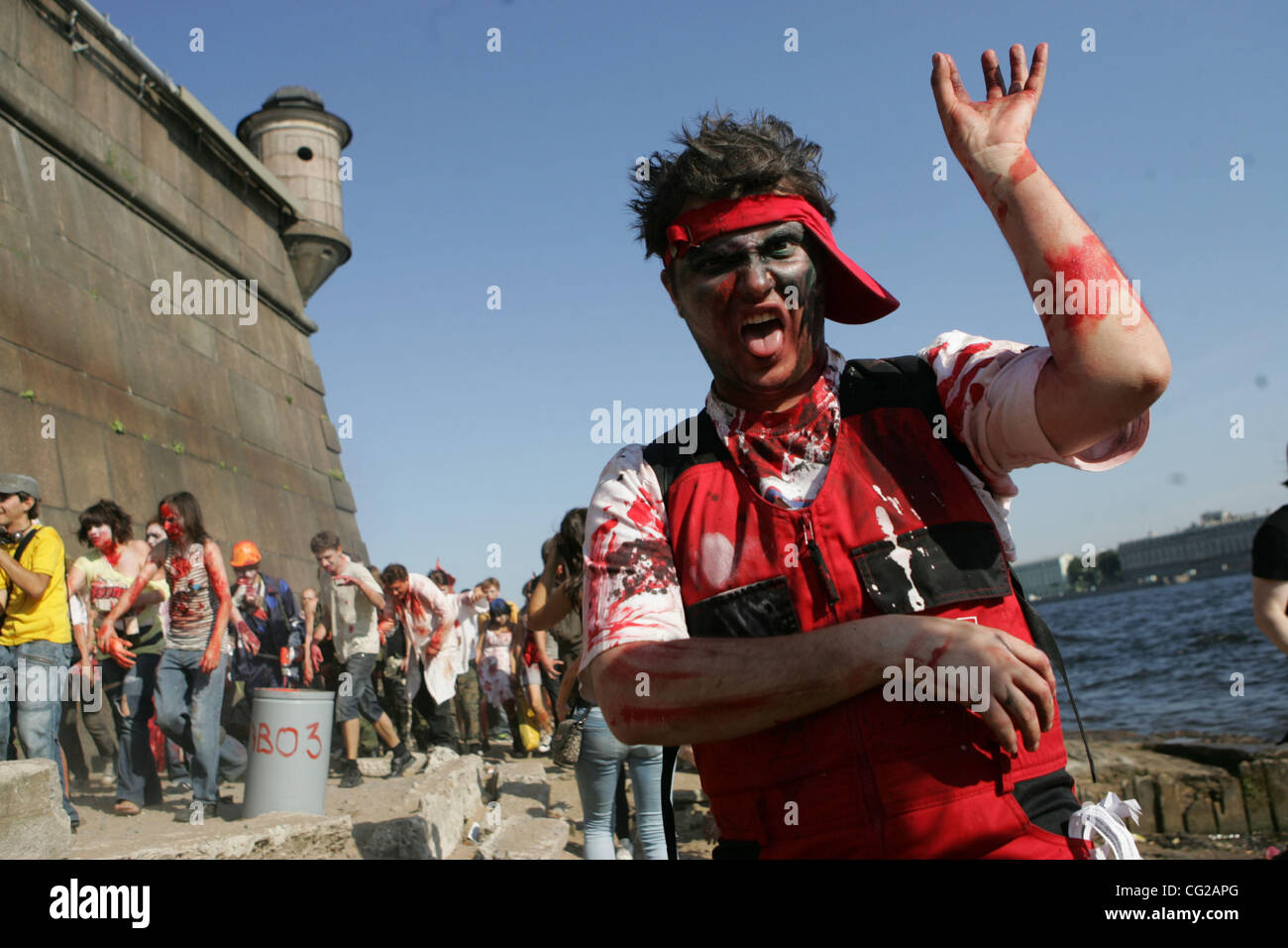 August 27,2011. St.Petersburg,Russia. Pictured: Zombie Flash-Mob near ...