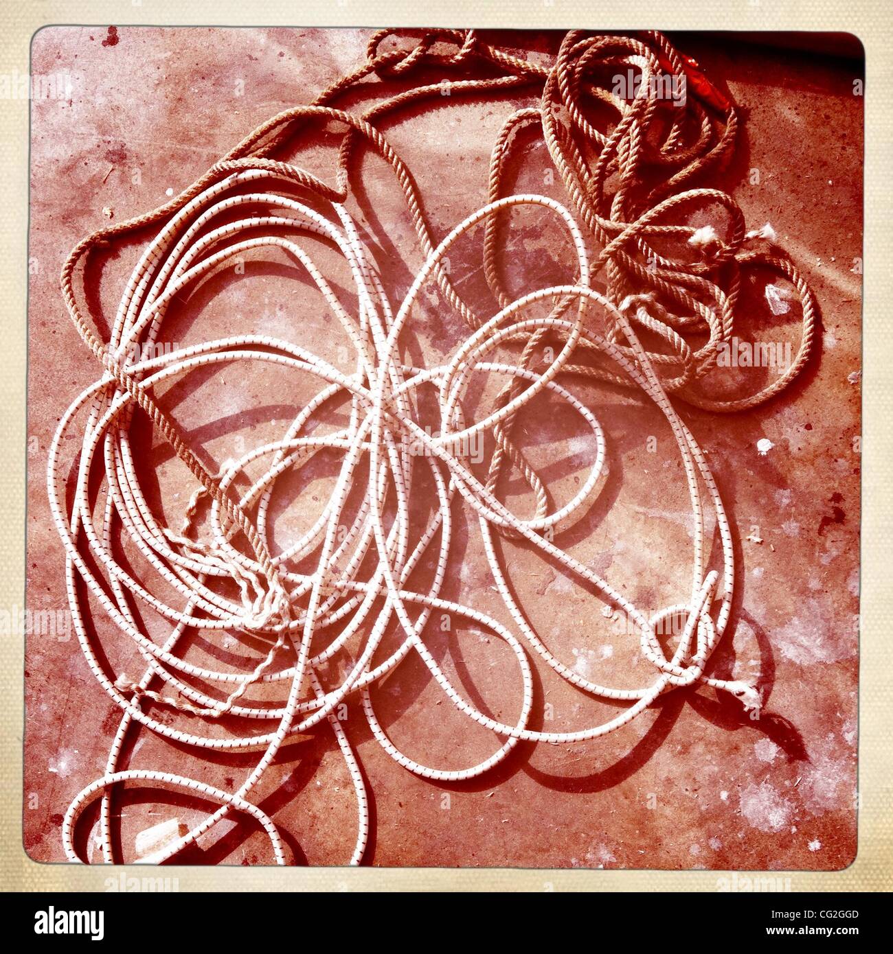 Mingled rope on a floor, London, UK Stock Photo - Alamy