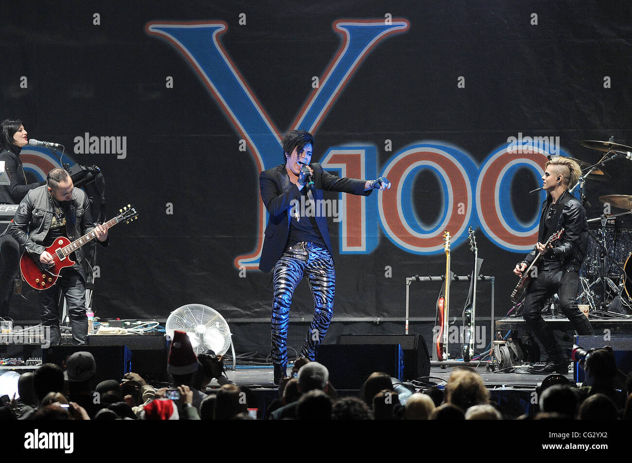 Adam Lambert performs at the Z100 Jingle Ball at the Bank Atlantic ...