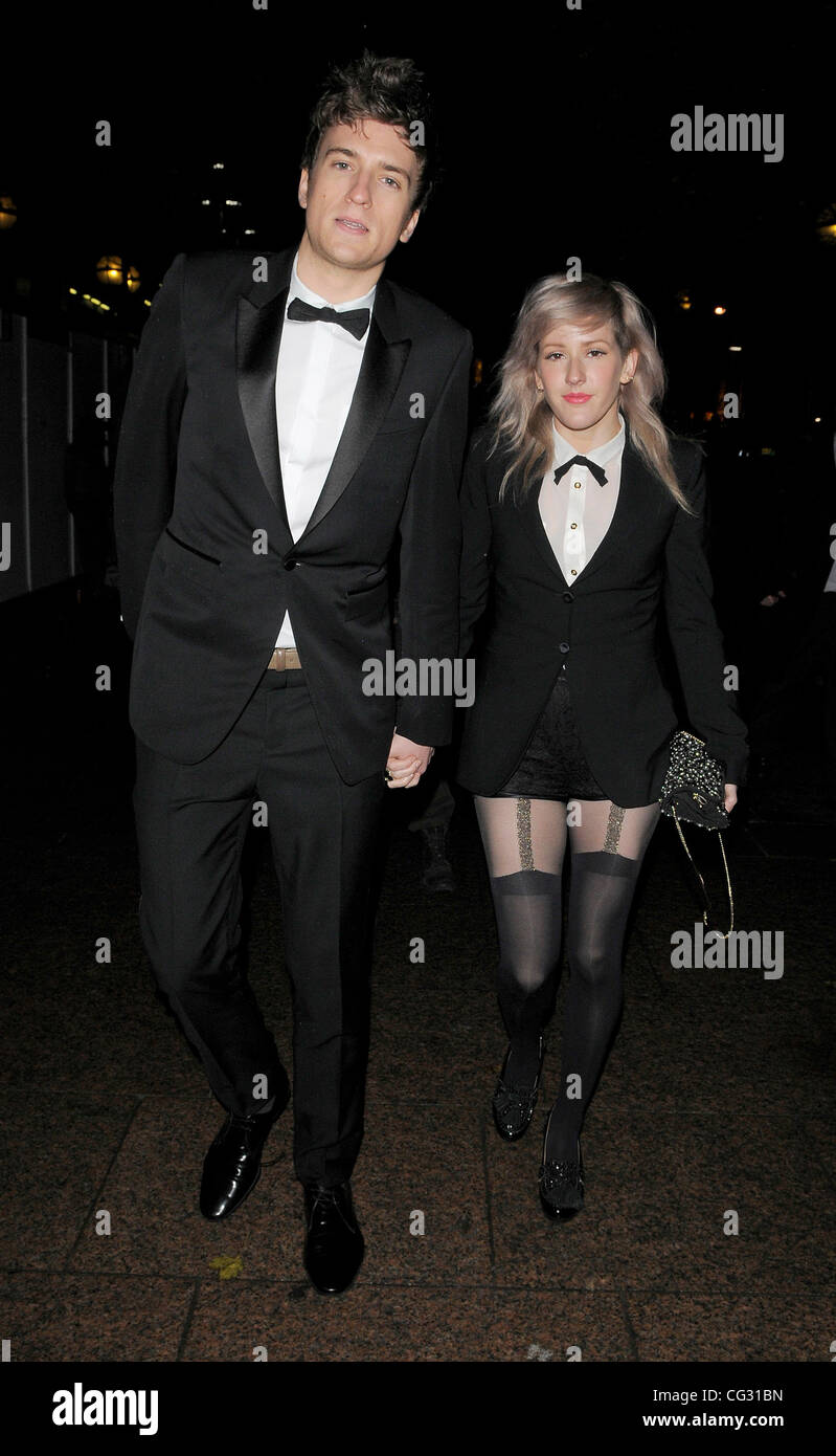 Radio One DJ Greg James and girlfriend singer Ellie Goulding walking ...