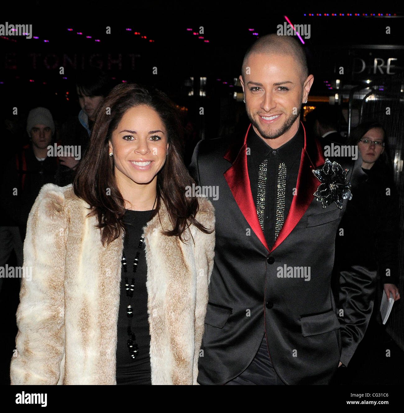 Brian Friedman and a female friend leaving the Burlesque Premiere ...