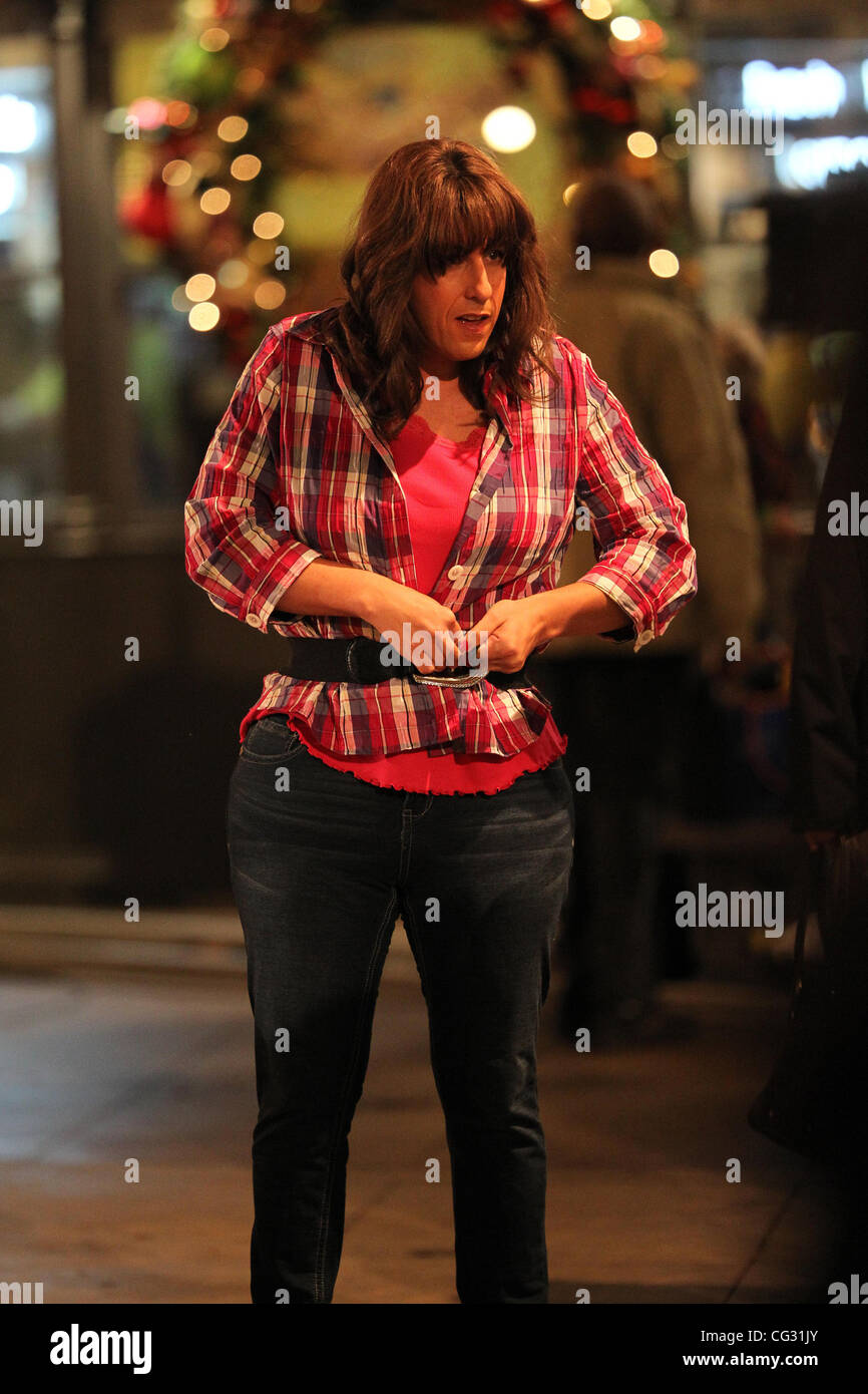 Adam Sandler at The Grove, on the film set of 'Jack and Jill' Los ...