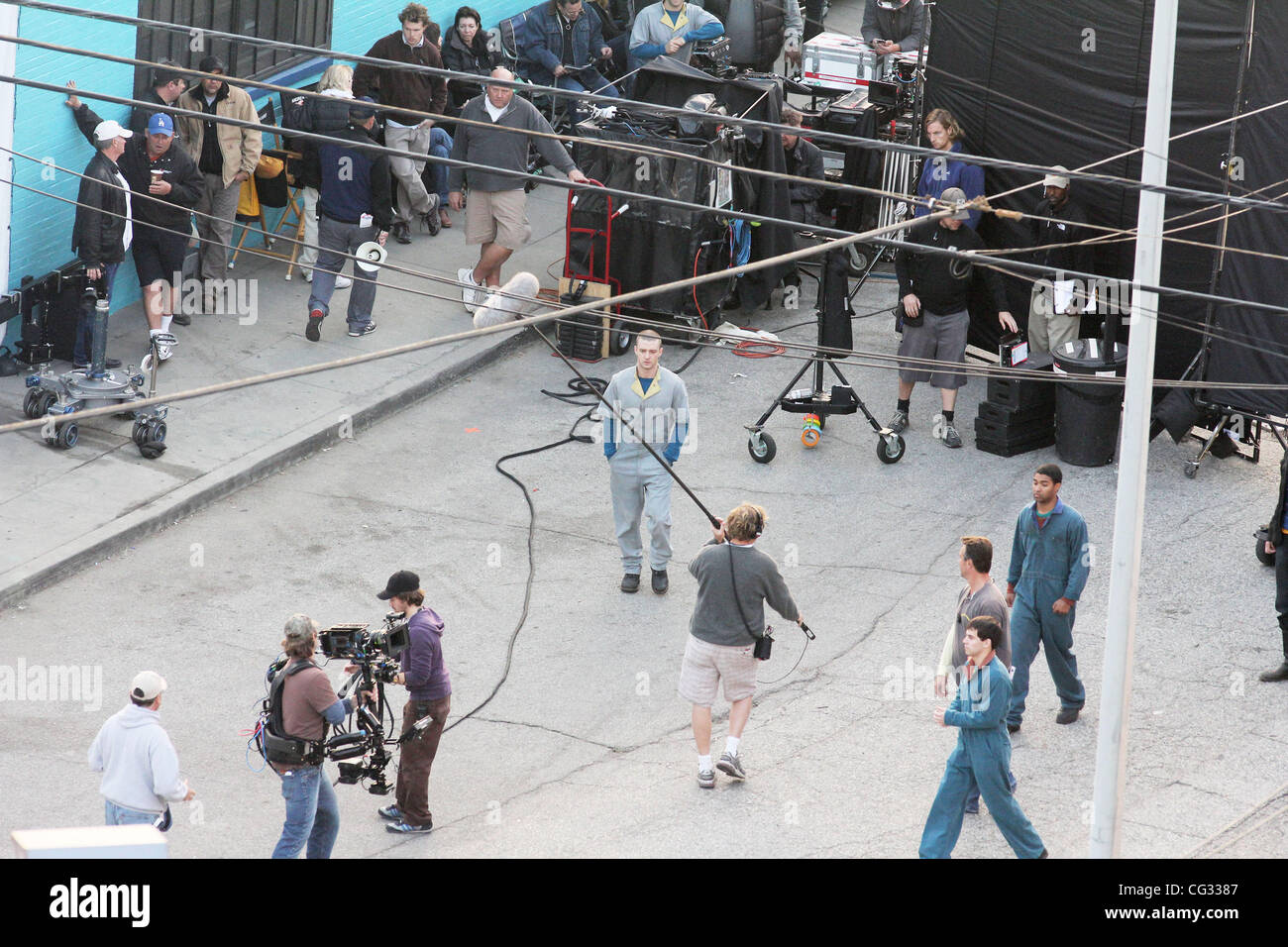 Justin Timberlake filming on location for the new movie 'Now', in Los ...