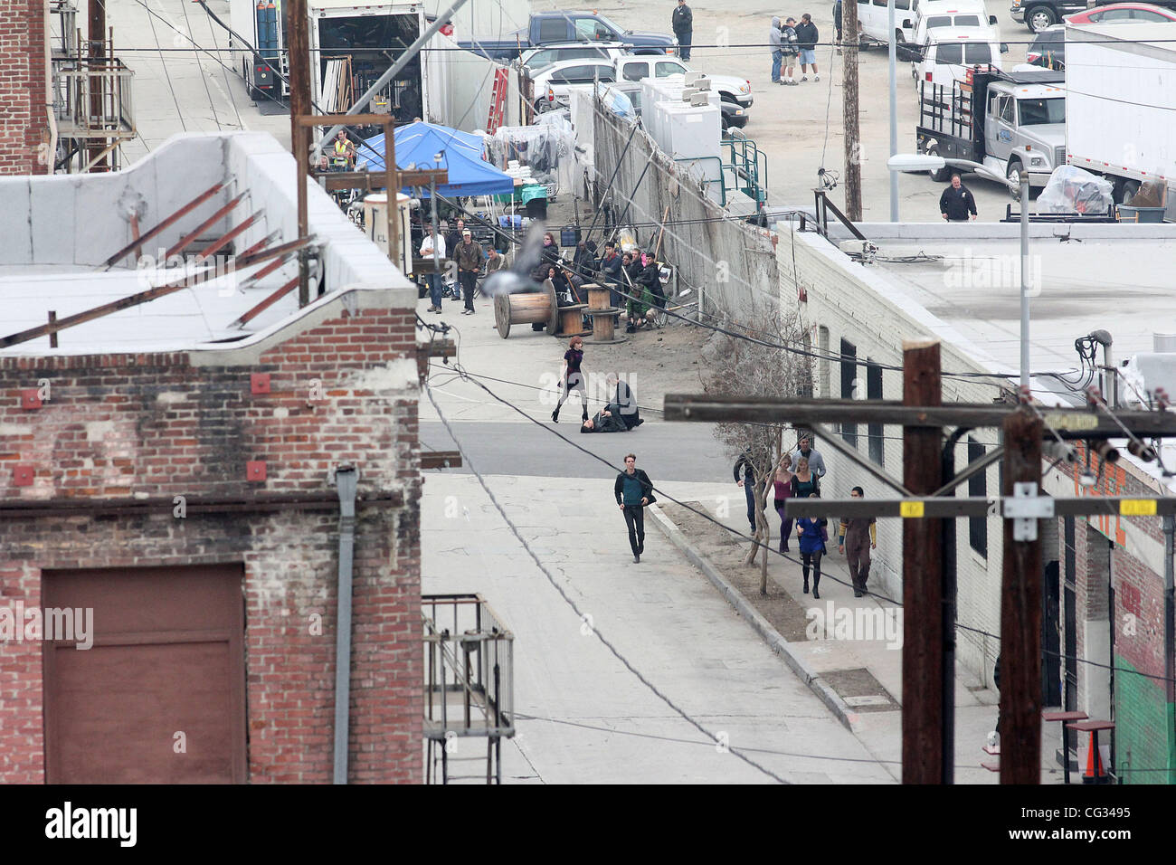 Justin Timberlake filming on location for the new movie 'Now'. Los ...