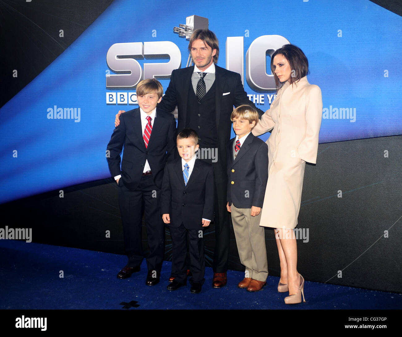 David Beckham and Victoria Beckham arrive with their children Brooklyn ...