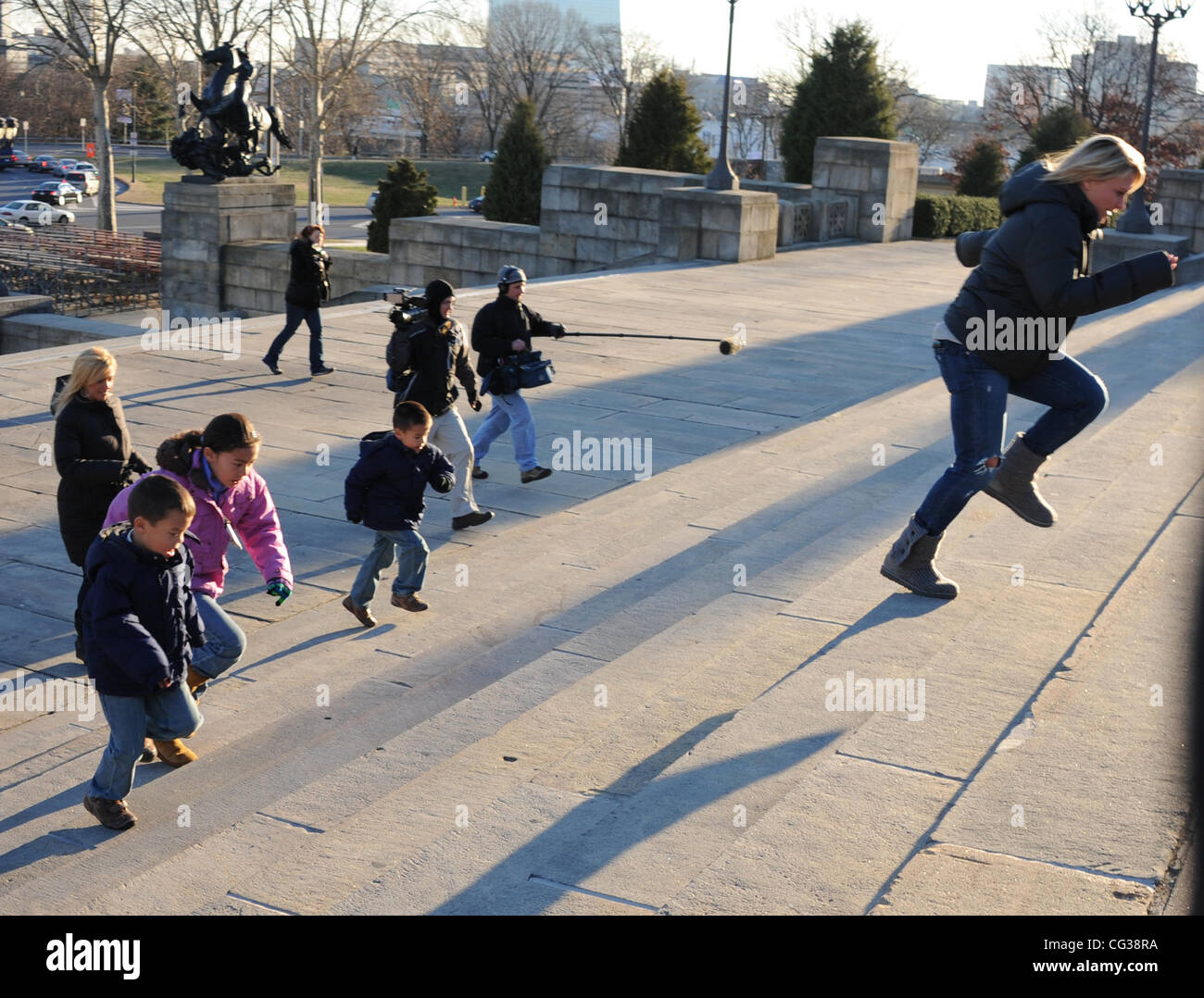 Rocky Running Up Steps