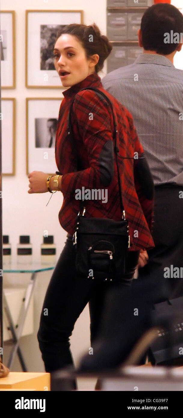 Emmy Rossum shopping for shoes at Barney's of New York Beverly Hills ...
