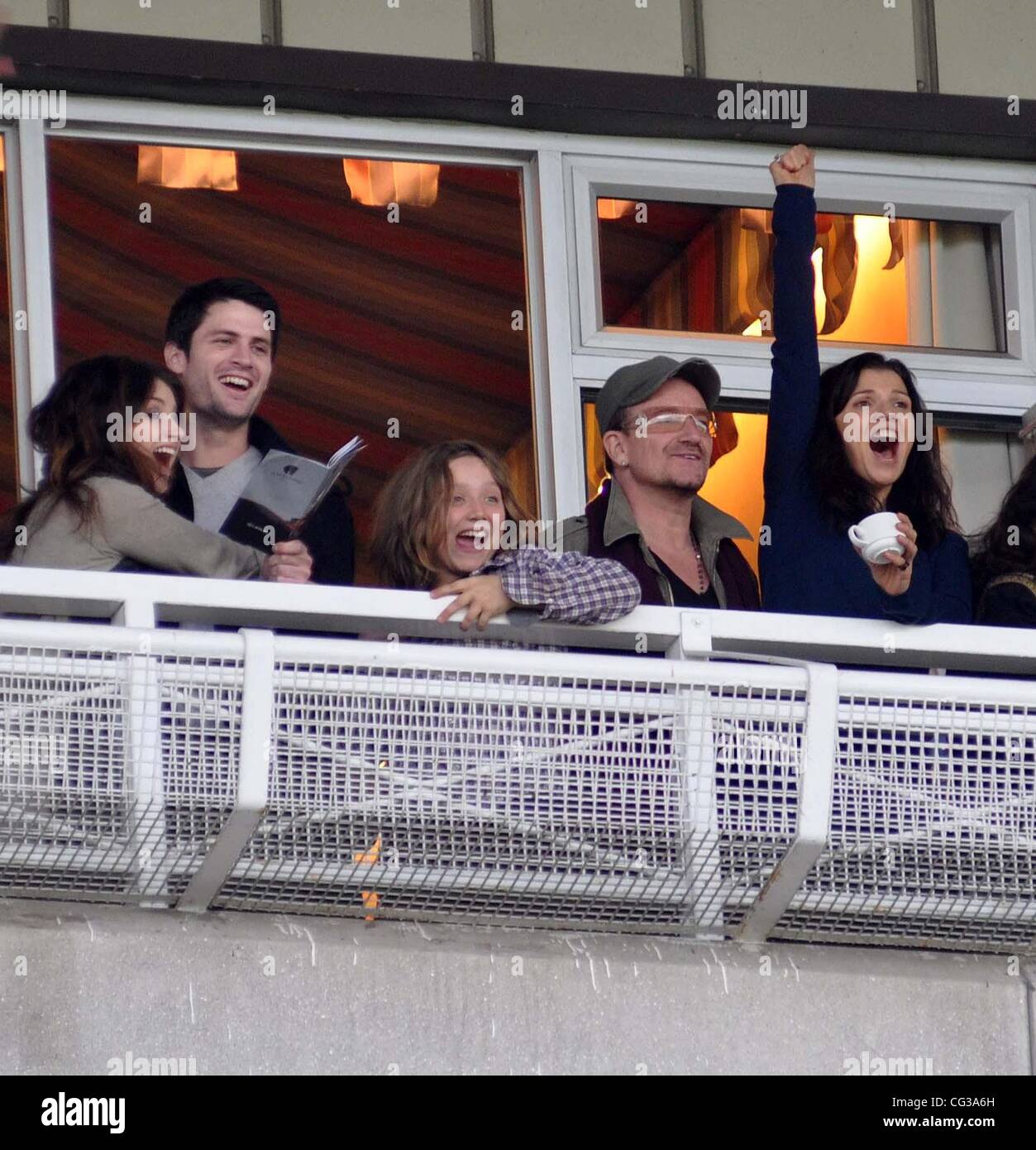 Bono with his wife Ali Hewson and their family at Leopardstown Races in ...