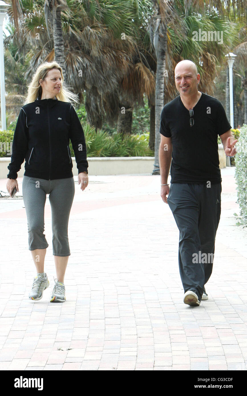Howie Mandel takes a walk along Miami Beach with his wife Terry Miami ...