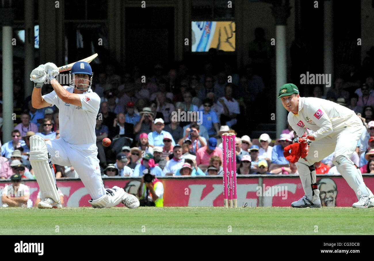Alastair Cook of England, on day three of the fifth Ashes cricket Test ...