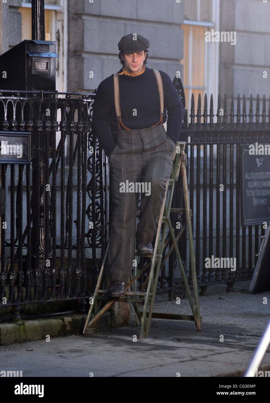 Aaron Johnson The film set of 'Albert Nobbs' shooting on Henrietta ...