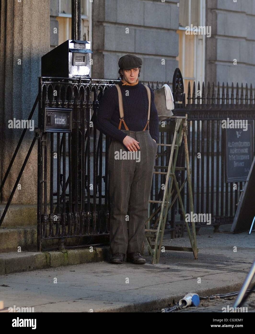 Aaron Johnson The film set of 'Albert Nobbs' shooting on Henrietta ...