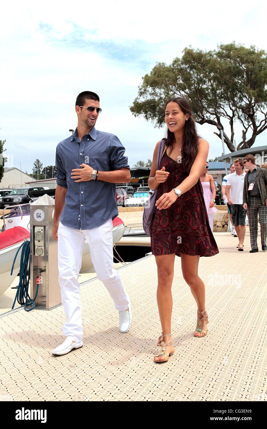 Ana Ivanovic and Novak Djokovic of Serbia at the Hopman Cup, walk ...