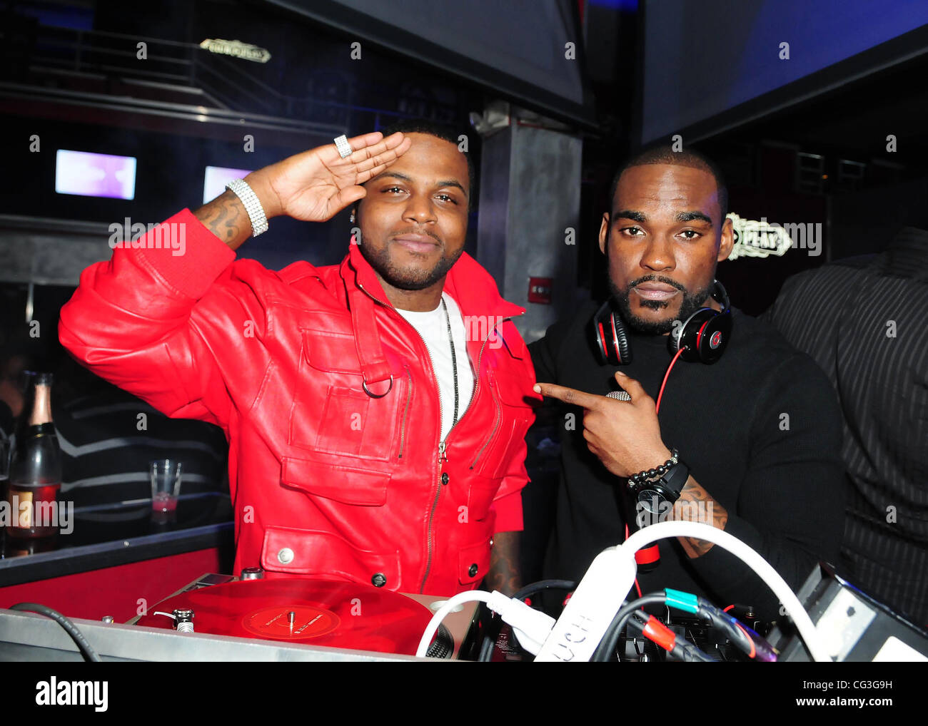 Rapper Jae Millz and DJ Stevie J attend the official "Green Goblin ...