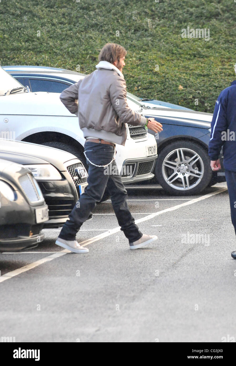 David Beckham arriving for training at Tottenham Hotspur Essex, England ...