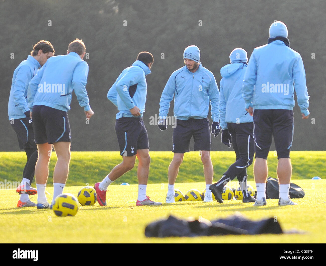 David Beckham on pitch at the Tottenham Hotspur training ground Essex ...