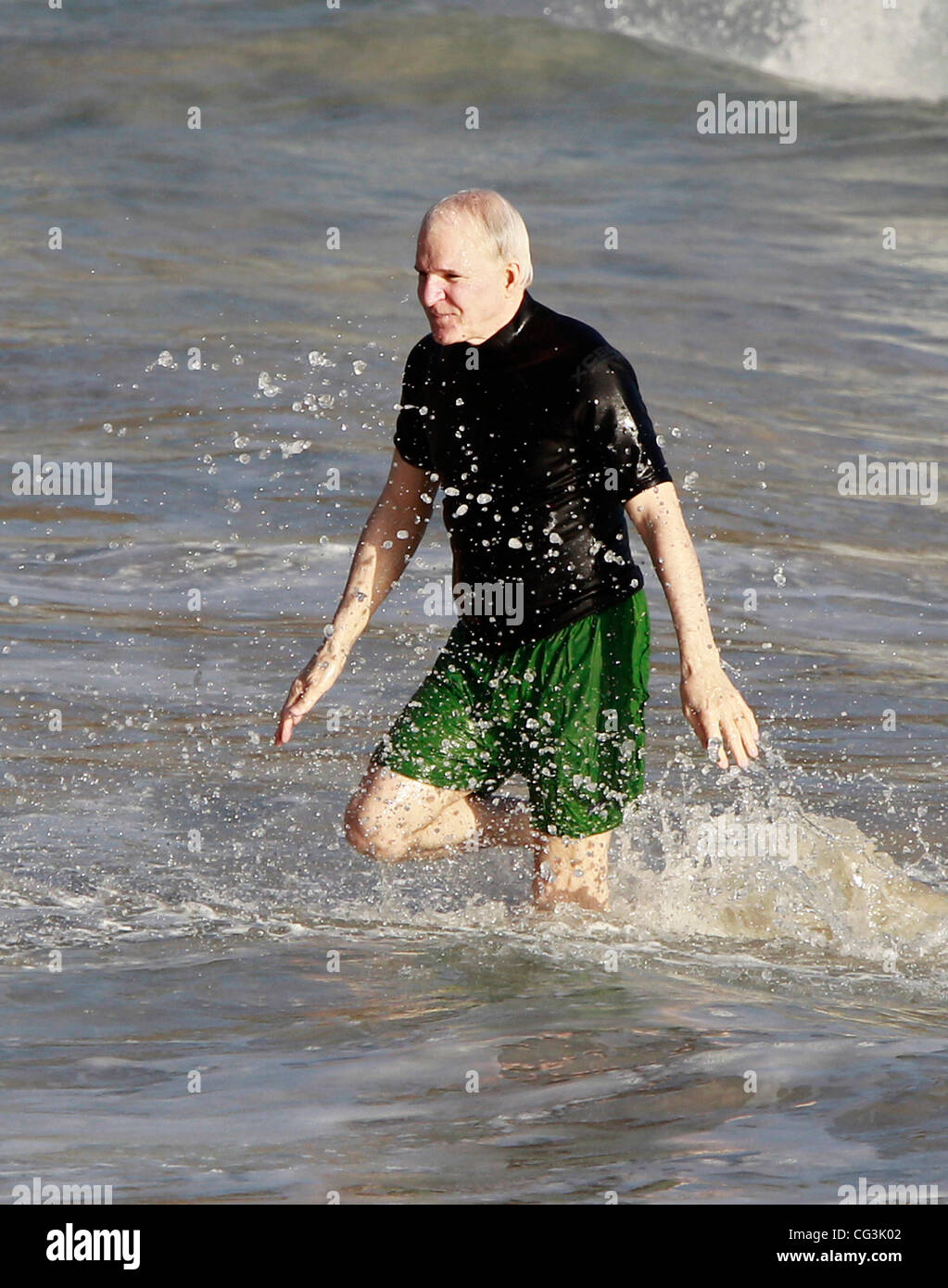 Steve Martin takes a swim in the sea on Saline beach St. Barths - 09.01 ...