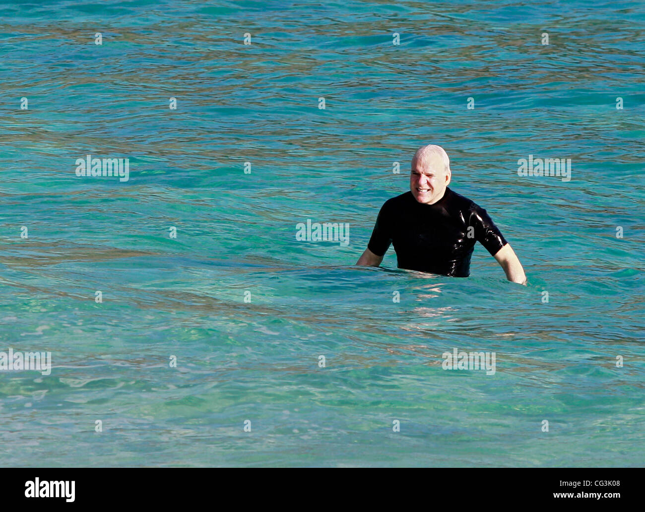 Steve Martin takes a swim in the sea on Saline beach St. Barths - 09.01 ...