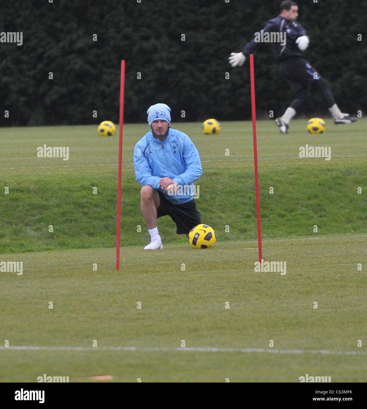 David Beckham takes part in a Tottenham Hotspur training session at ...