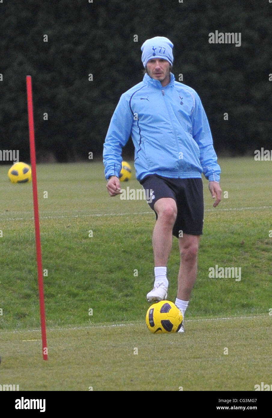 David Beckham takes part in a Tottenham Hotspur training session at ...