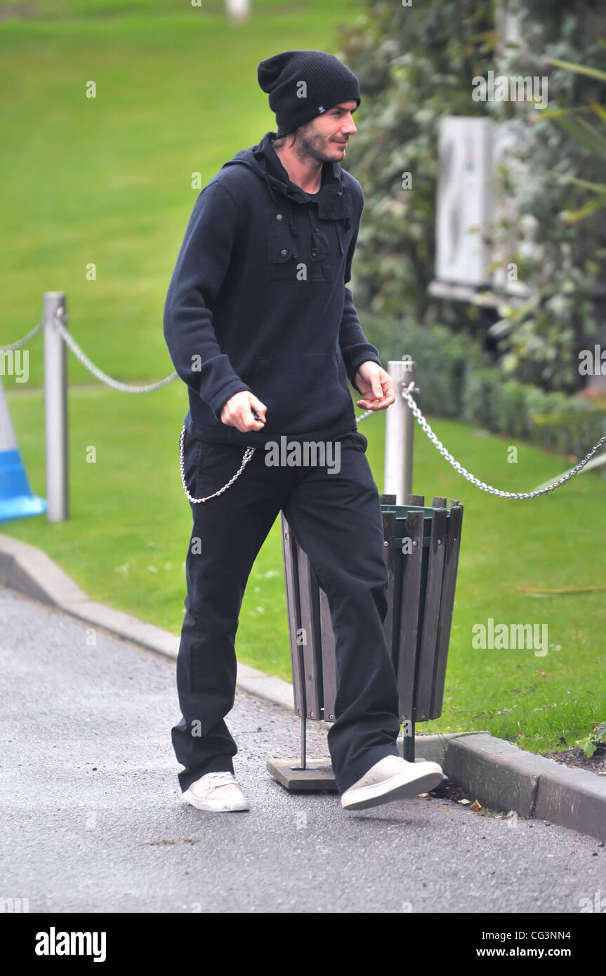 David Beckham arriving at Tottenham Hotspur's training ground London ...