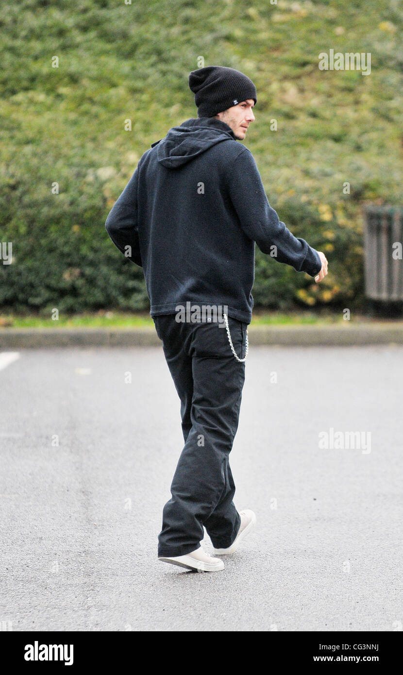 David Beckham arriving at Tottenham Hotspur's training ground London ...