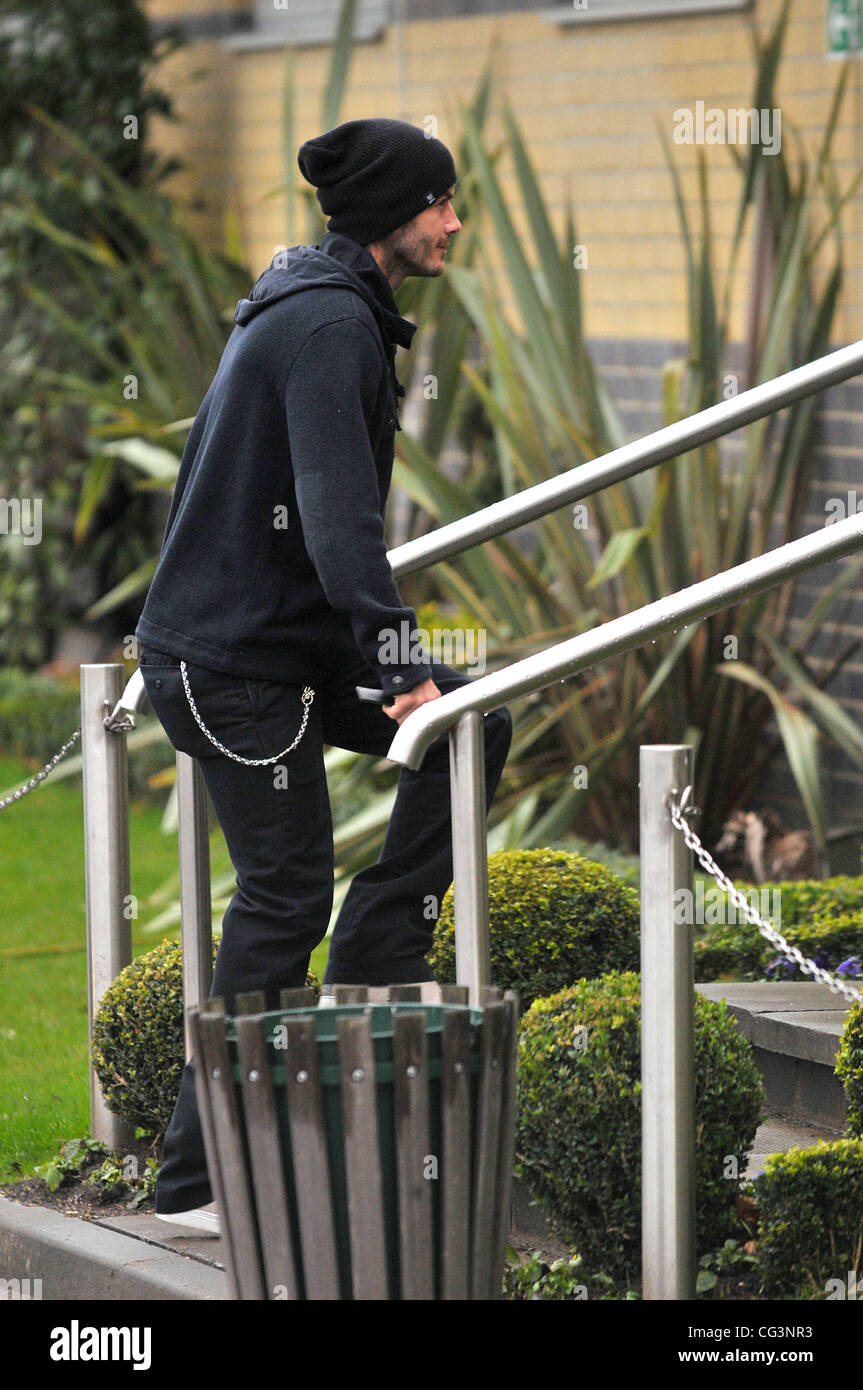 David Beckham arriving at Tottenham Hotspur's training ground London ...