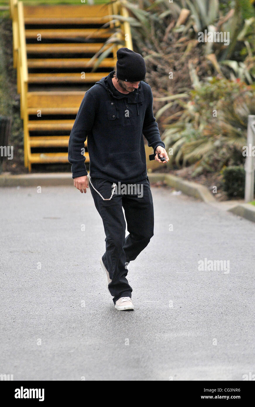 David Beckham arriving at Tottenham Hotspur's training ground London ...