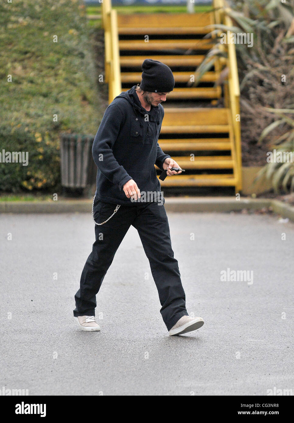 David Beckham arriving at Tottenham Hotspur's training ground London ...