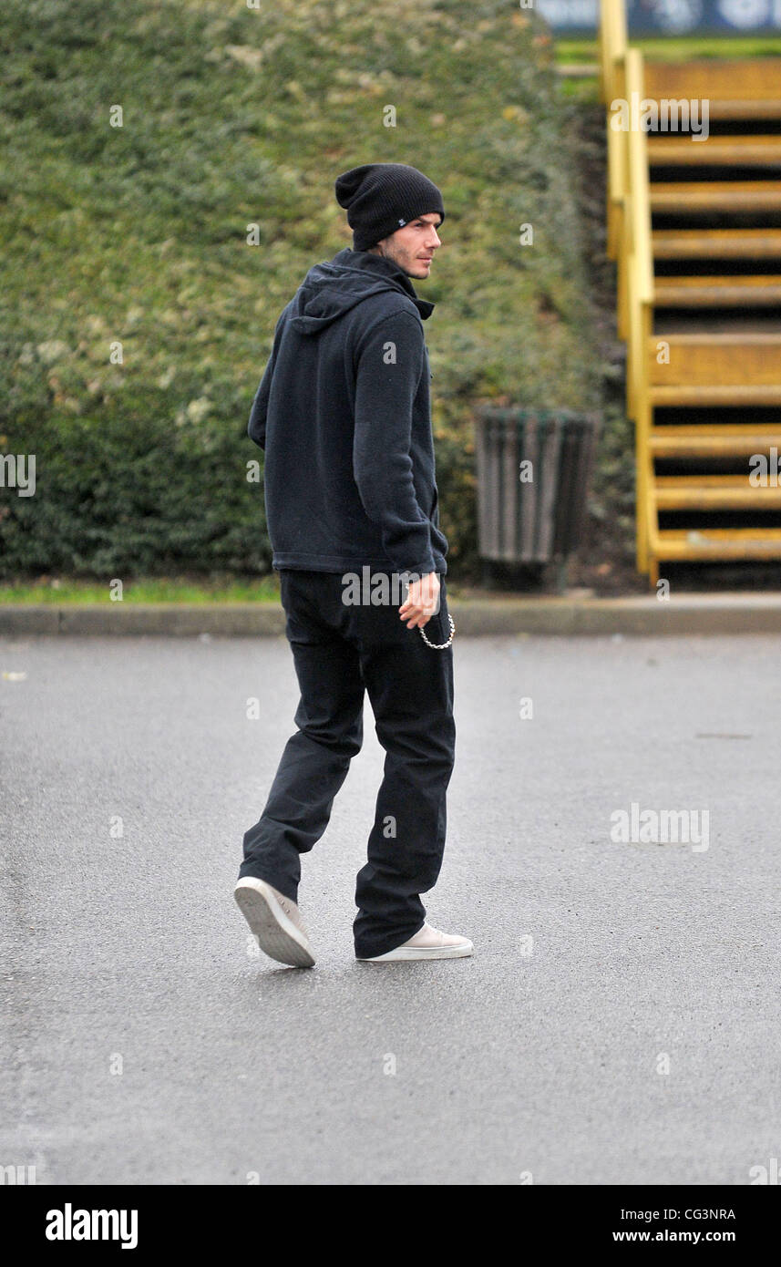 David Beckham arriving at Tottenham Hotspur's training ground London ...
