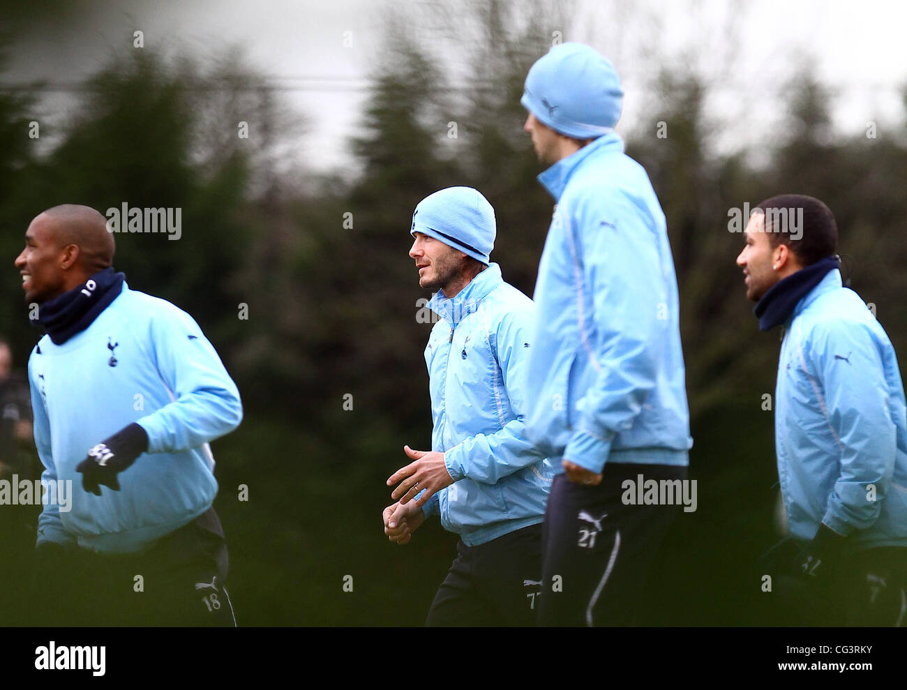 David Beckham trains with the Tottenham Hotspur football team at their ...