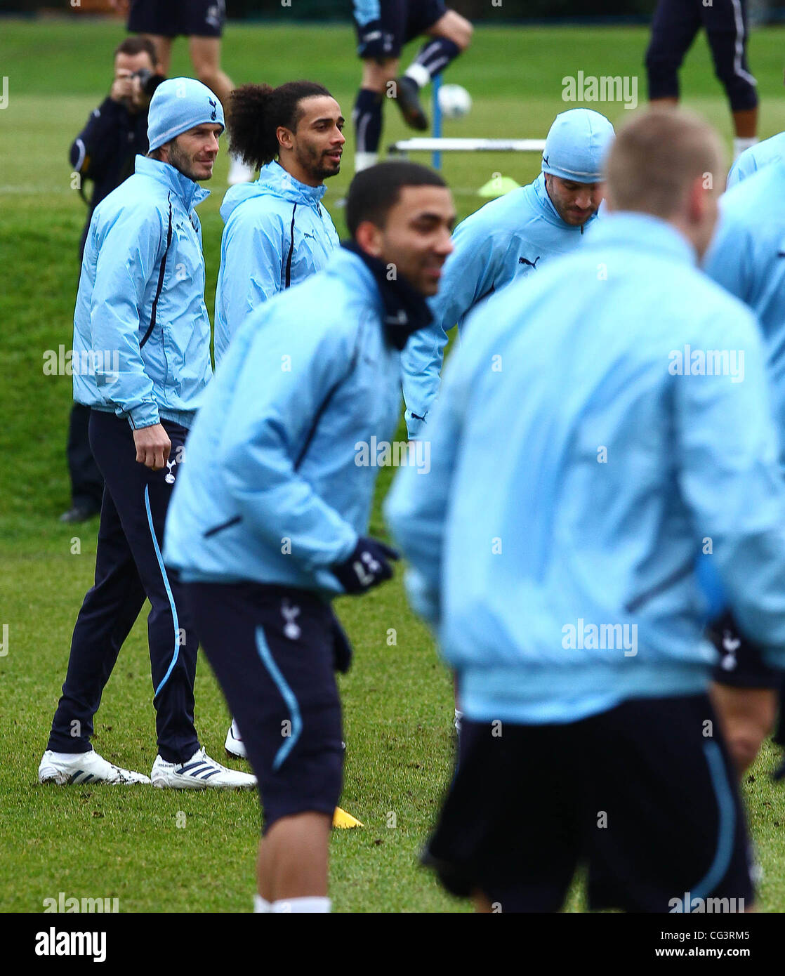 David Beckham trains with the Tottenham Hotspur football team at their ...