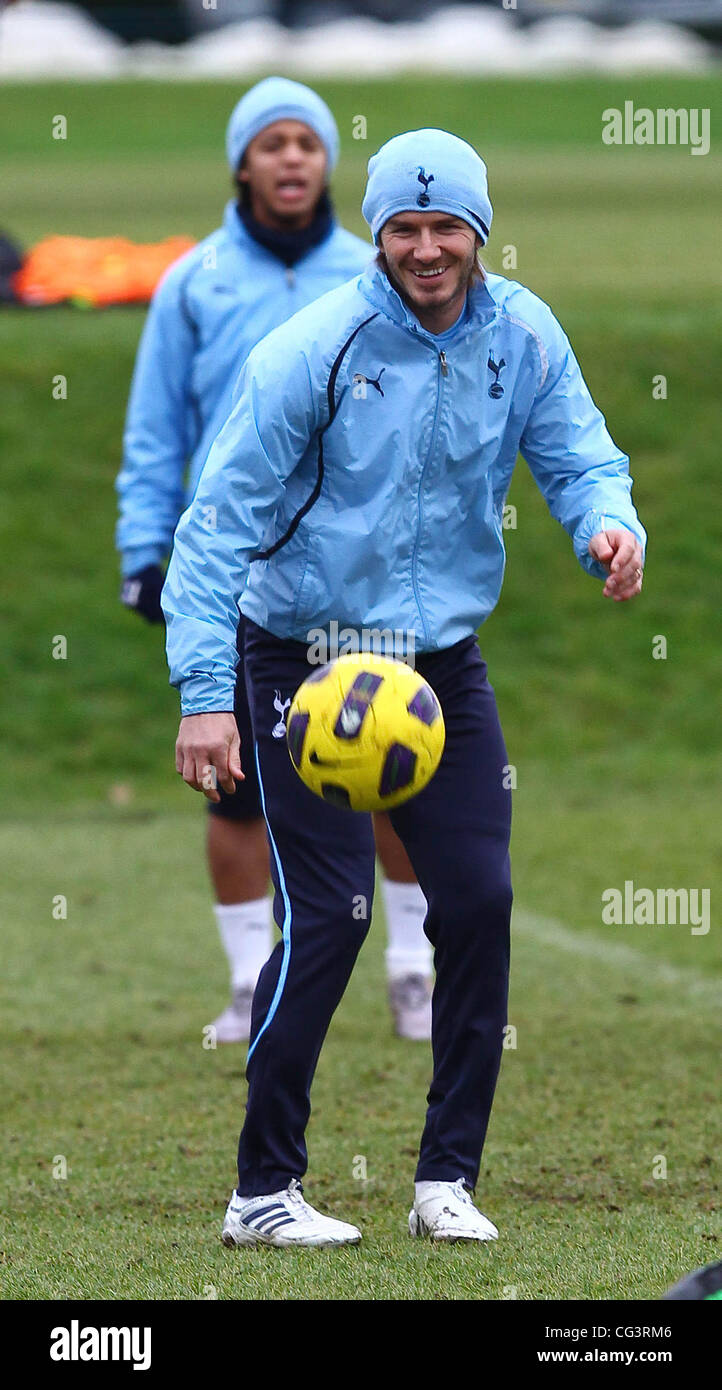 David Beckham trains with the Tottenham Hotspur football team at their ...