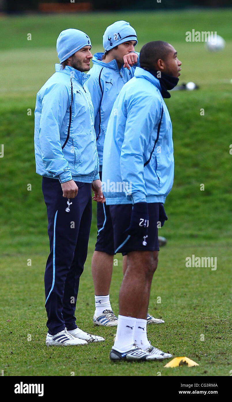 David Beckham trains with the Tottenham Hotspur football team at their ...