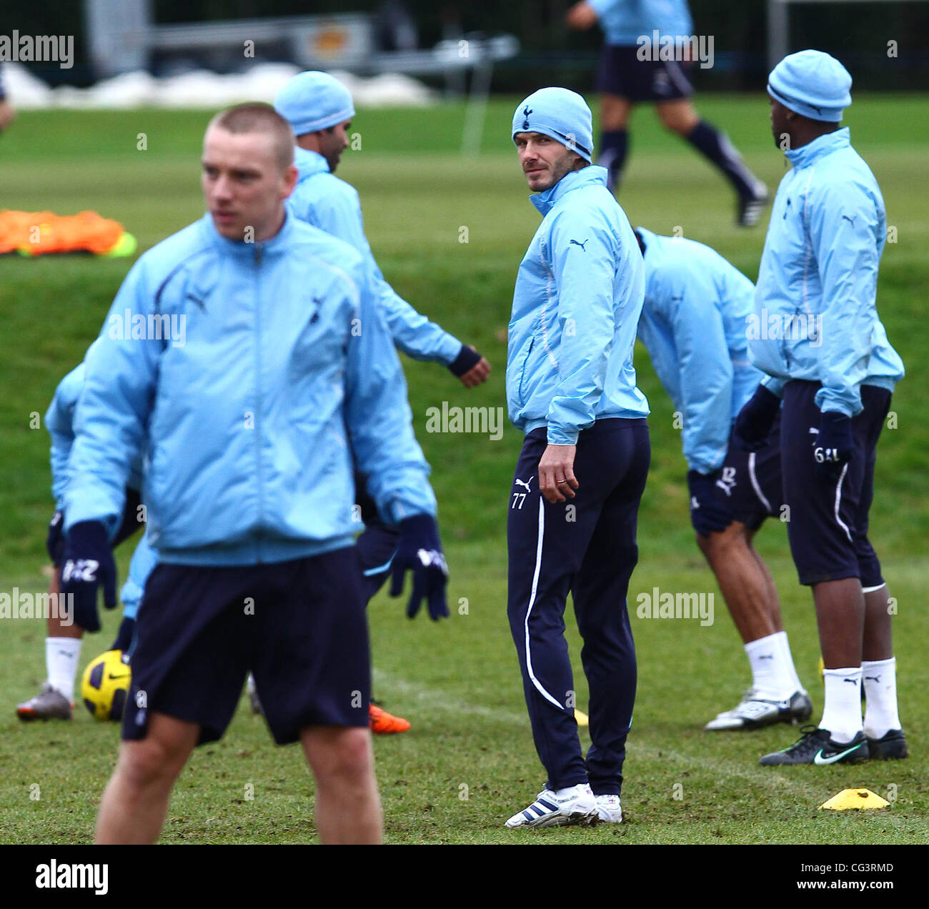 David Beckham trains with the Tottenham Hotspur football team at their ...
