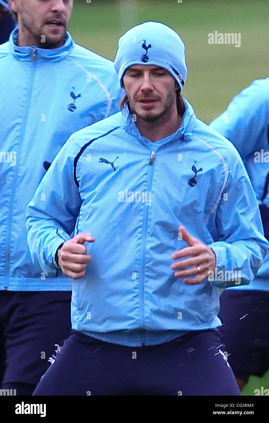 David Beckham trains with the Tottenham Hotspur football team at their ...