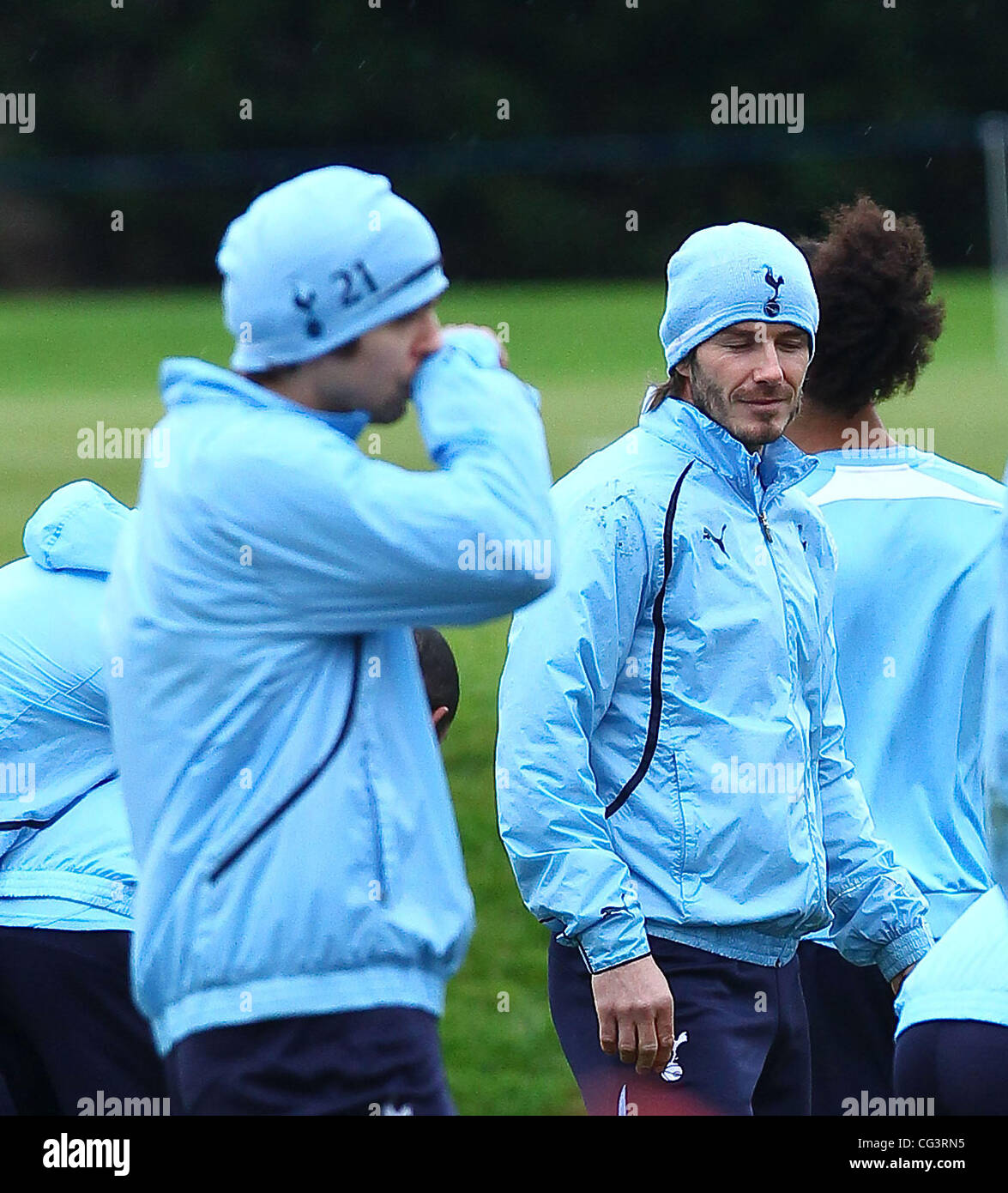 David Beckham trains with the Tottenham Hotspur football team at their ...